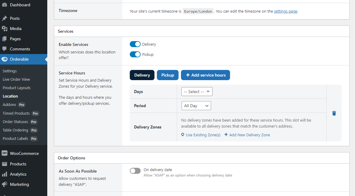 How to Set up Pickup/Delivery Date Slots - Orderable