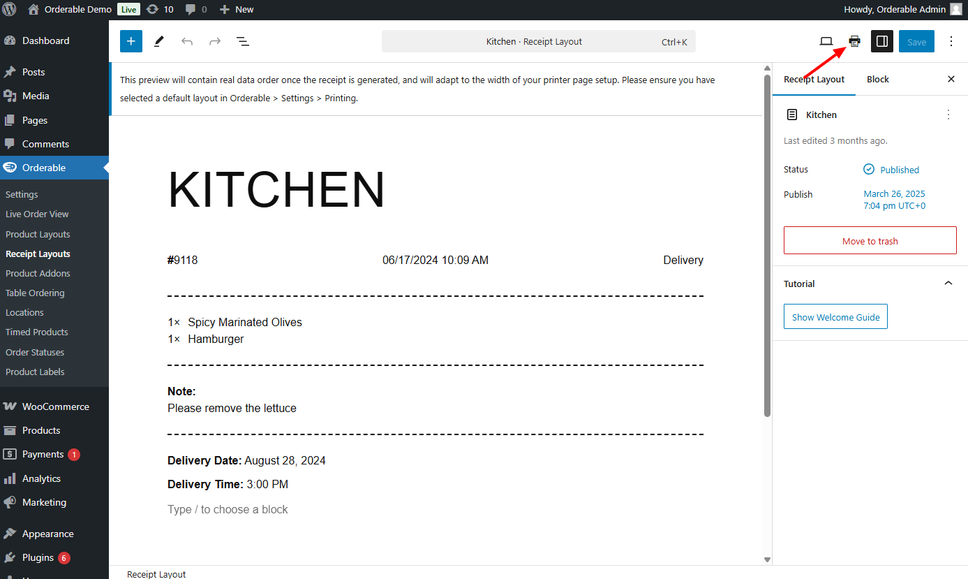 How to Create and Edit Ticket/Receipt Layouts - Orderable